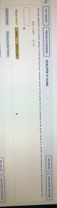 Solved 0/1 POINTS PREVIOUS ANSWERS SCALCET8 11.10.037. Use a | Chegg.com