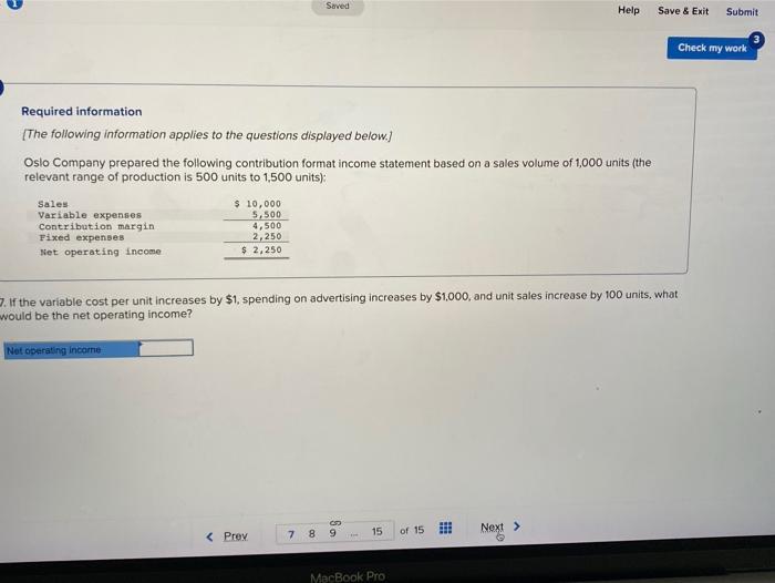 Solved Saved Help Save & Exit Submit Check my work Required | Chegg.com