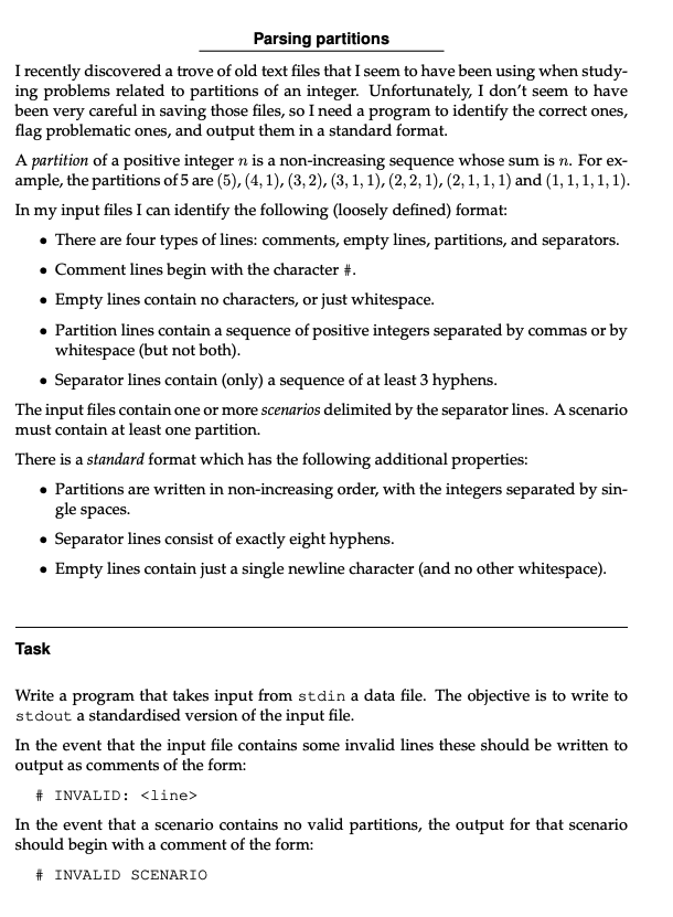 Solved Parsing partitionsI recently discovered a trove of | Chegg.com