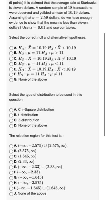 Solved ( 5 points) It is claimed that the average sale at | Chegg.com
