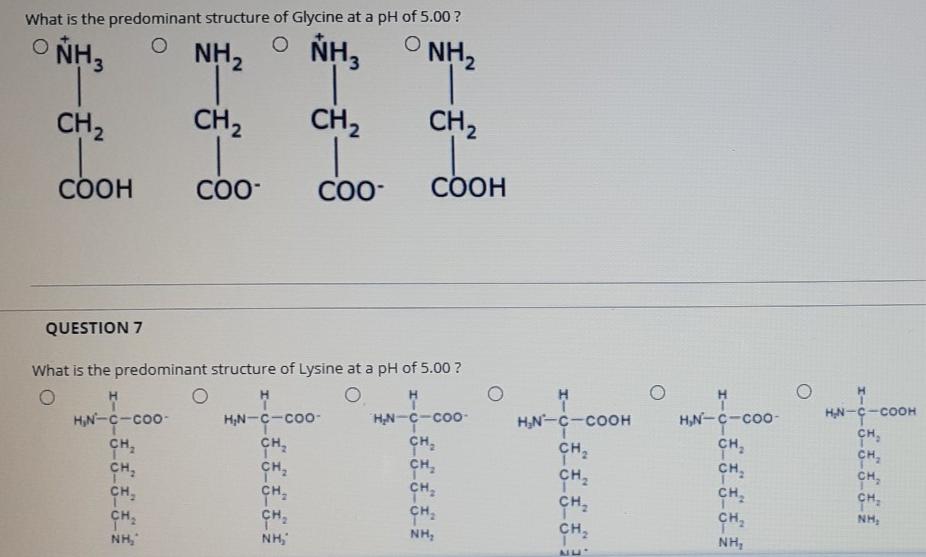 Solved What is the predominant structure of Glycine at a pH | Chegg.com