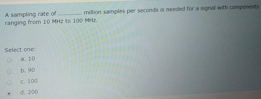 Solved A sampling rate of million samples per seconds is | Chegg.com