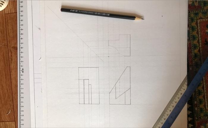 Solved how to draw the top view of this 2D drawing? i've | Chegg.com