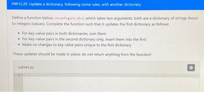 Solved Define a function below, reconfigure dict, which | Chegg.com Solved Define a function below, reconfigure dict, which | Chegg.com
