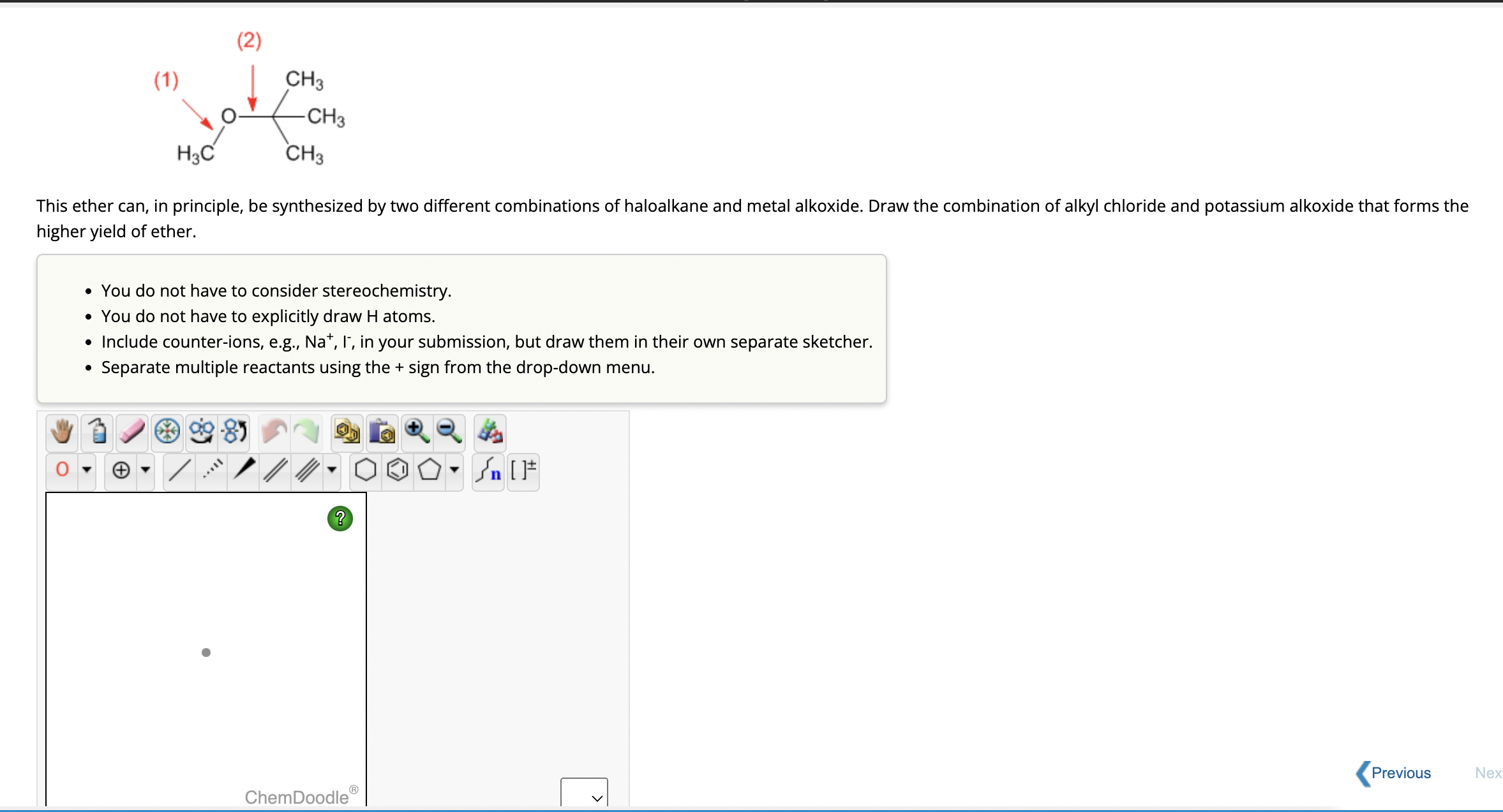 Solved This ether can, in principle, be synthesized by two | Chegg.com