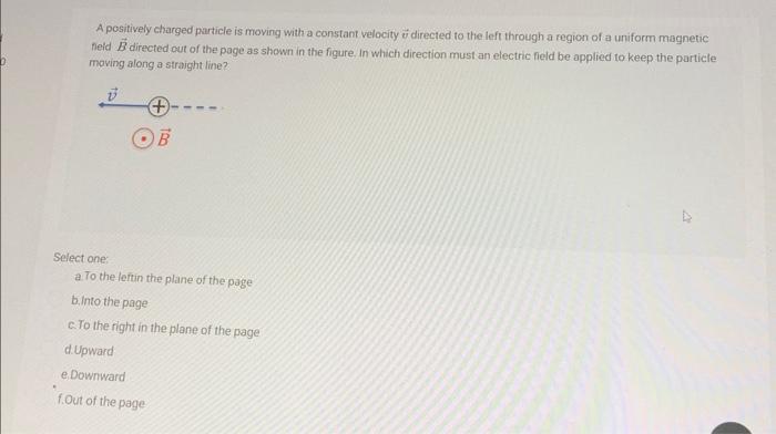 Solved A positively charged particle is moving with a | Chegg.com