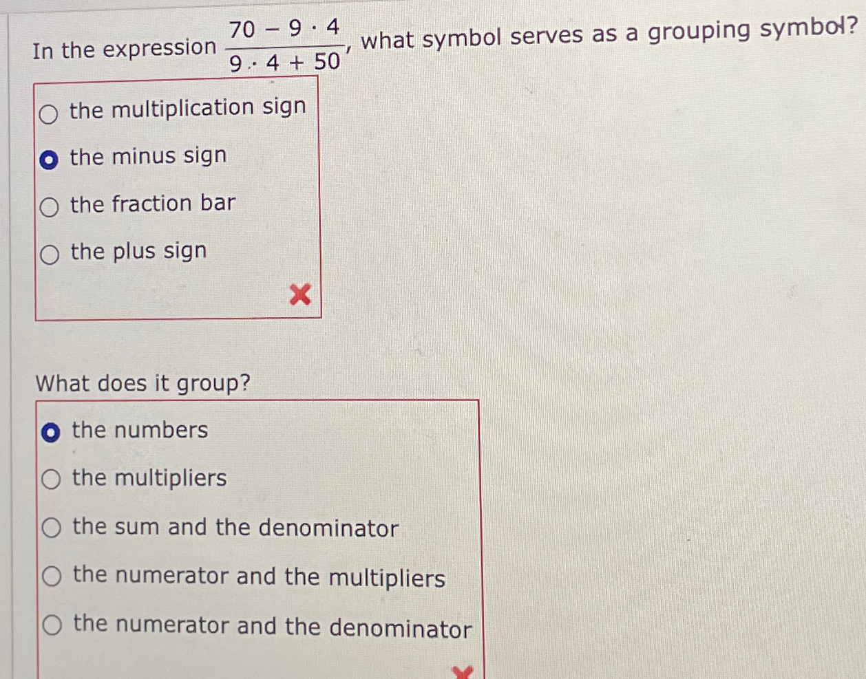 Solved In the expression 70-9*49*4+50, ﻿what symbol serves | Chegg.com