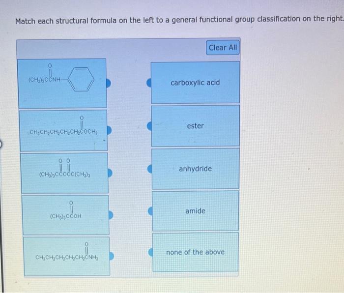 Solved Match each structural formula on the left to a | Chegg.com