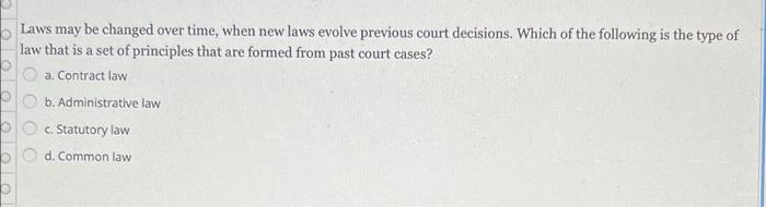 Solved Laws may be changed over time, when new laws evolve | Chegg.com