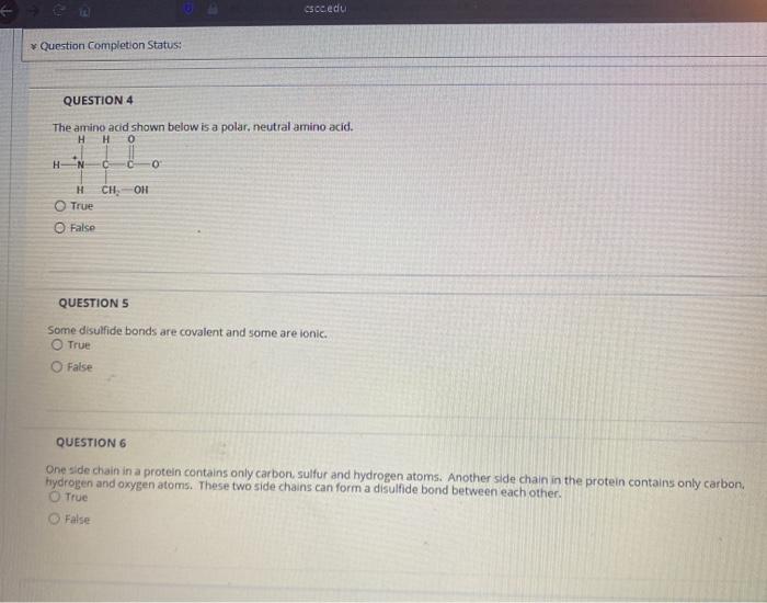 Solved cscc.edu Question Completion Status: QUESTION 4 The | Chegg.com