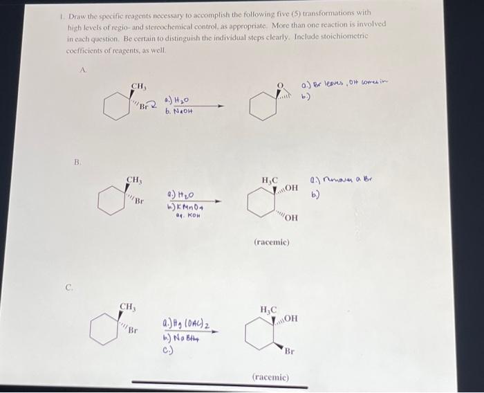 Solved 1. Draw the specifie reagents necessary to accomplish | Chegg.com Solved 1. Draw the specifie reagents necessary to accomplish | Chegg.com