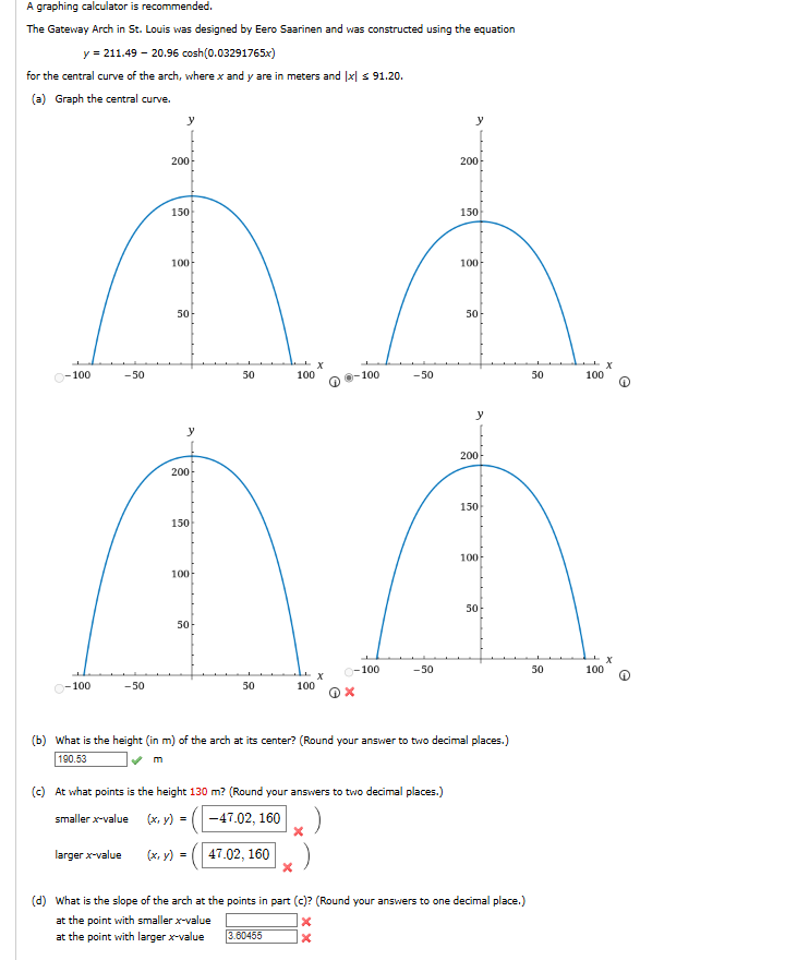 Solved A graphing calculator is recommended.The Gateway Arch | Chegg.com