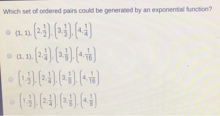 Solved Which set of ordered pairs could be generated by an | Chegg.com
