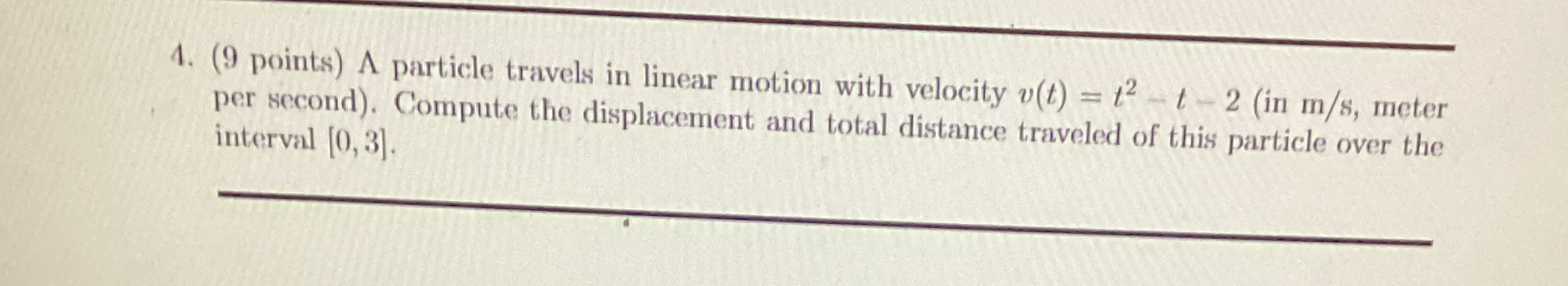 Solved (9 ﻿points) ﻿A particle travels in linear motion with | Chegg.com