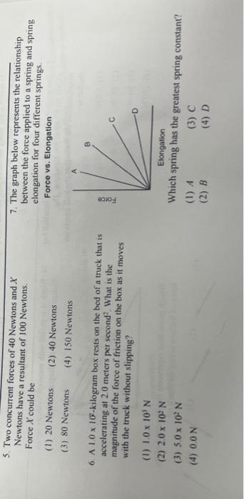 Solved 5. Two concurrent forces of 40 Newtons and X Newtons | Chegg.com