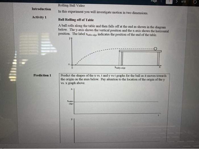 Solved of 8 Introduction Activity 1 Rolling Ball Video In | Chegg.com