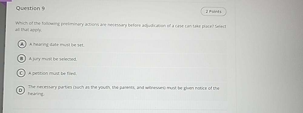 Solved Question 92 ﻿PointsWhich of the following preliminary | Chegg.com