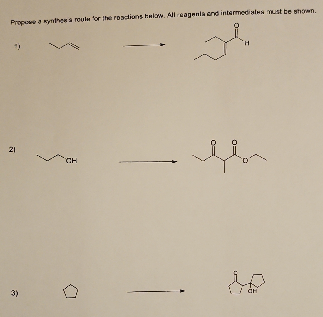 Solved Propose a synthesis route for the reactions below. | Chegg.com