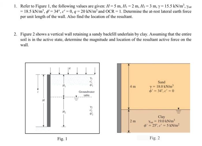Solved 1. Refer to Figure 1, the following values are given: | Chegg.com