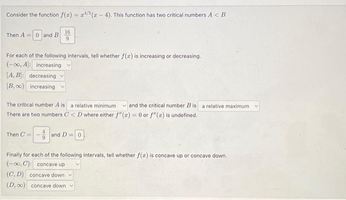 Solved Consider the function f(x)=x4/5(x−4). This function | Chegg.com