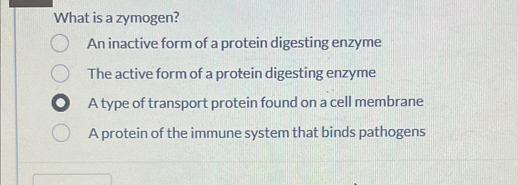Solved What is a zymogen?An inactive form of a protein | Chegg.com