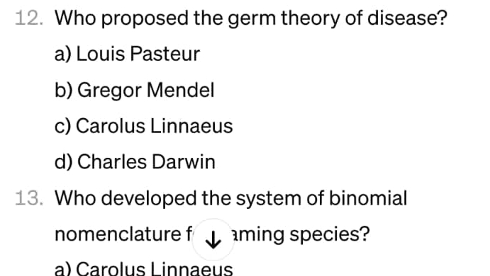 Solved biology: Who proposed the germ theory of disease?a) | Chegg.com