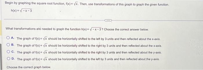 Solved Use transformations of the standard cubic function, | Chegg.com