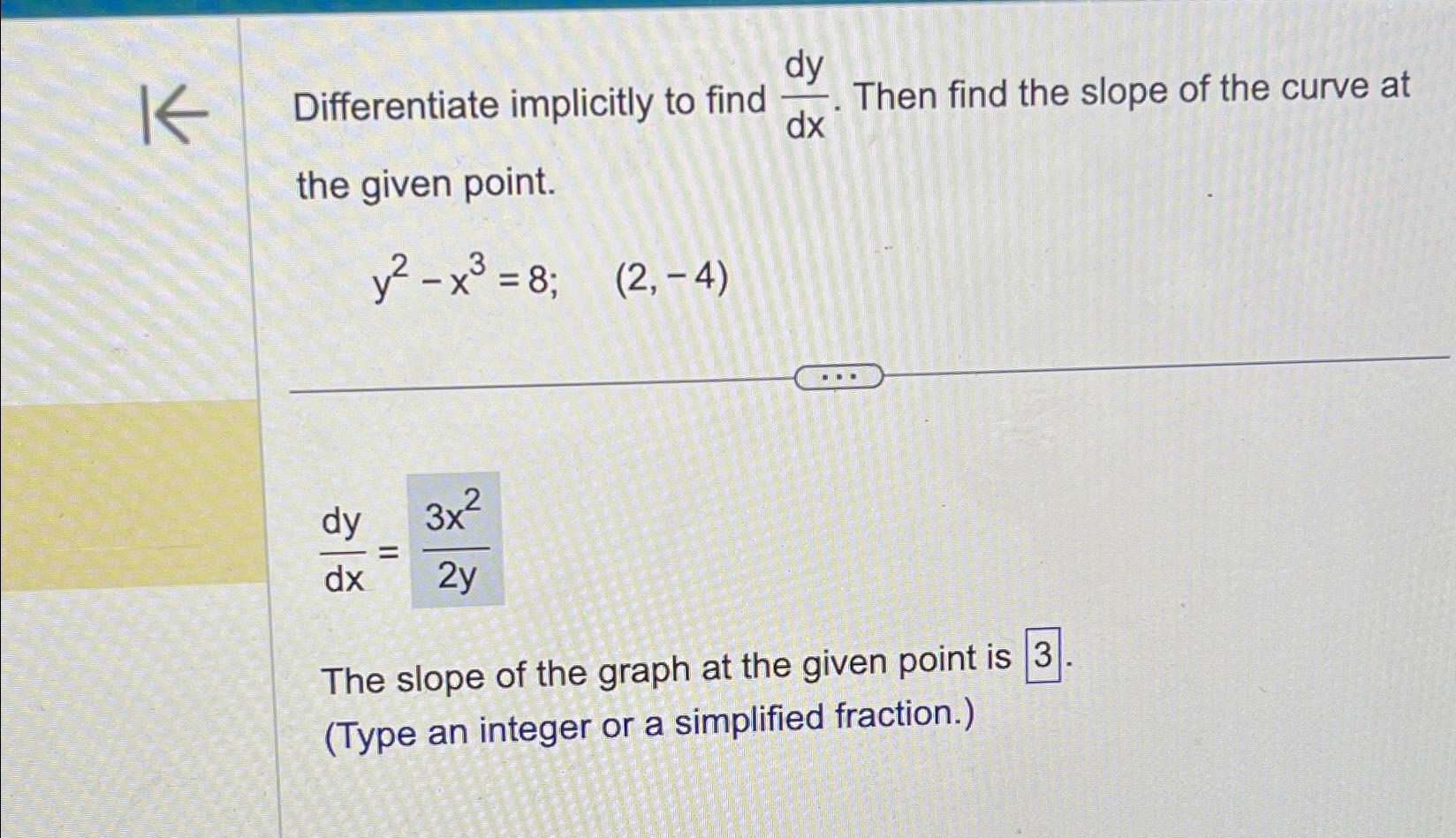 Solved Differentiate implicitly to find dydx. ﻿Then find the | Chegg.com