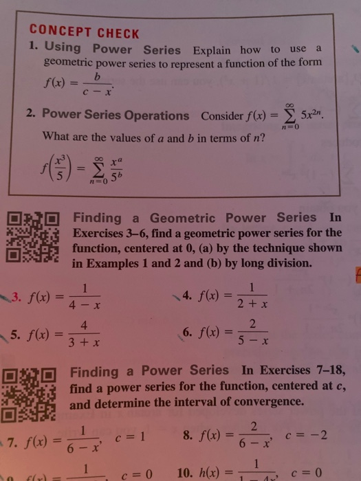 Solved CONCEPT CНЕCK 1. Using Power Series Explain how to | Chegg.com