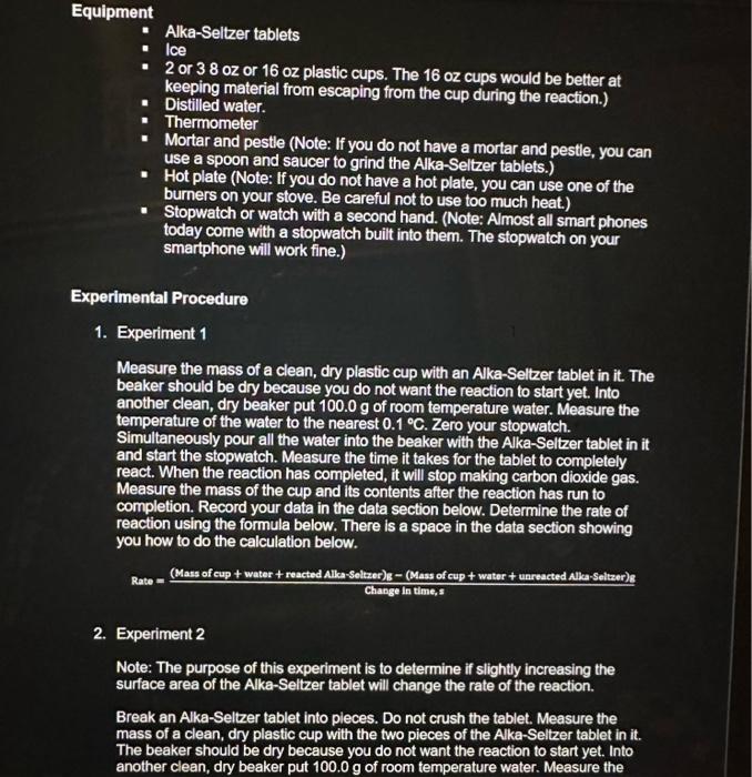 Solved Lab 8.1: Kinetics of Alka-Seltzer Reaction 1. | Chegg.com