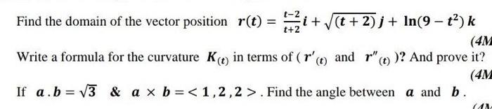 Solved Find the domain of the vector position | Chegg.com