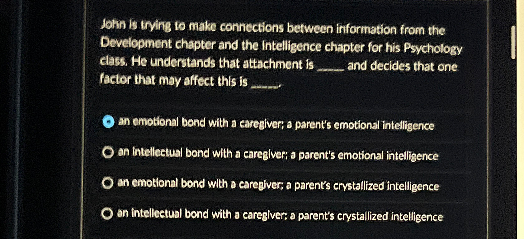Solved John is thing to make connections between information | Chegg.com