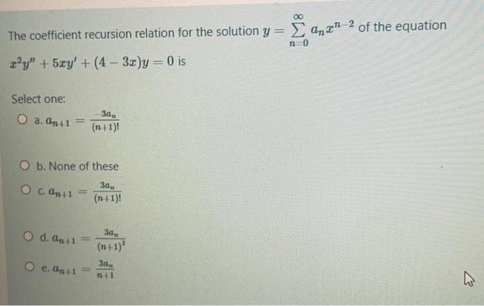 Solved 00 The Coefficient Recursion Relation For The 9243