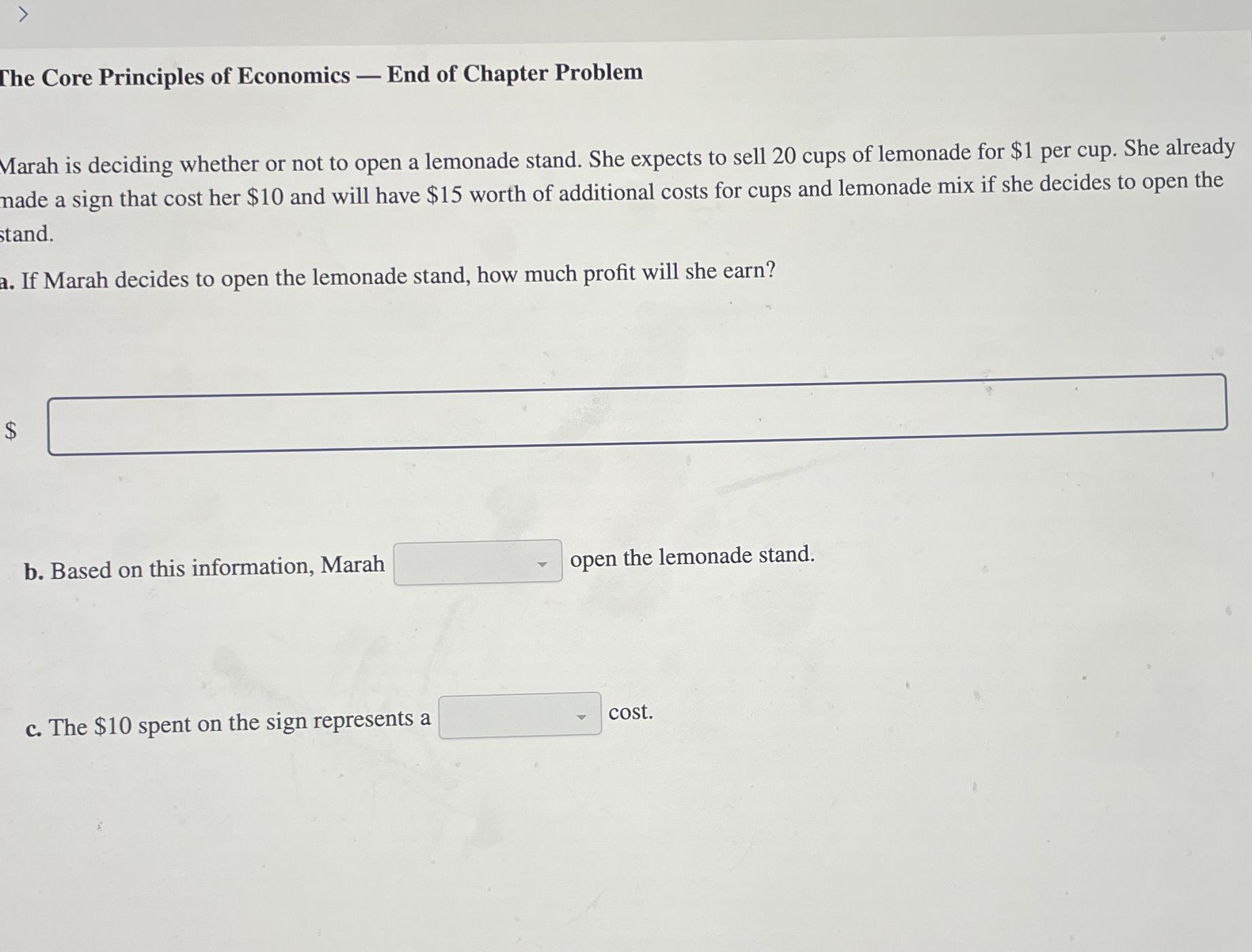 Solved The Core Principles of Economics — ﻿End of Chapter | Chegg.com