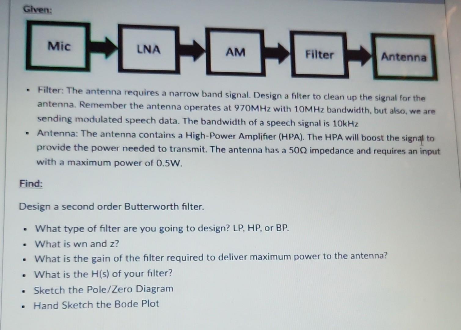 - Filter: The antenna requires a narrow band signal. | Chegg.com