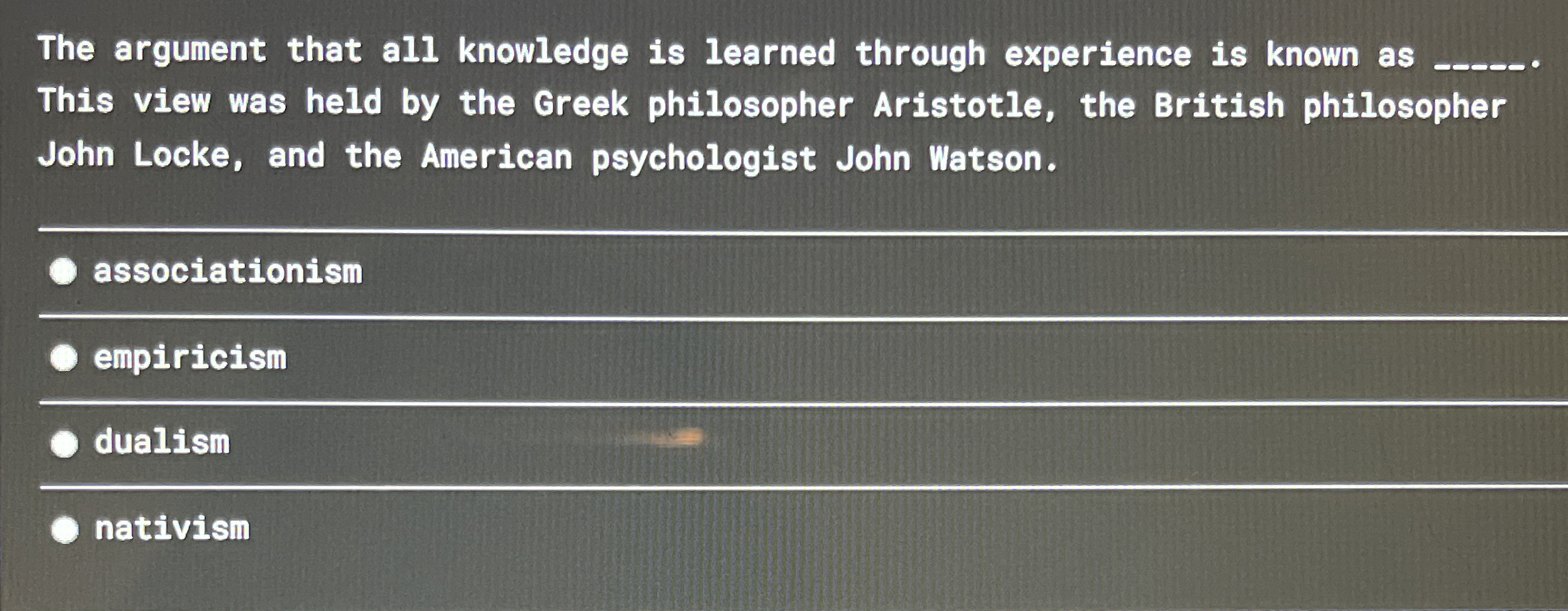 Solved The argument that all knowledge is learned through | Chegg.com