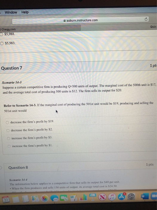Solved Window Help auburn.instructure.com Quiz Chegg.com | Chegg.com