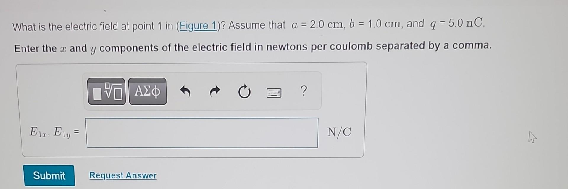What is the electric field at point 1 in (Figure 1)? | Chegg.com