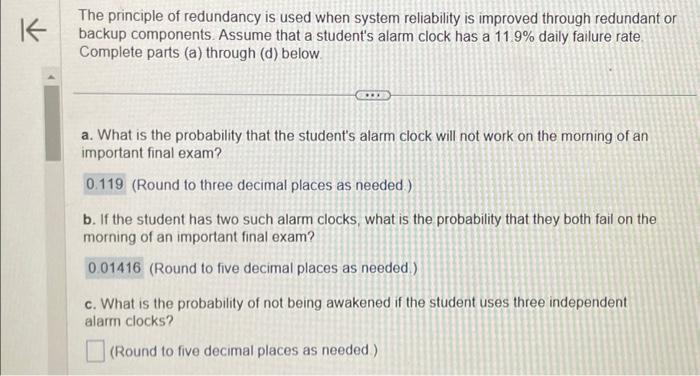 Solved The principle of redundancy is used when system | Chegg.com
