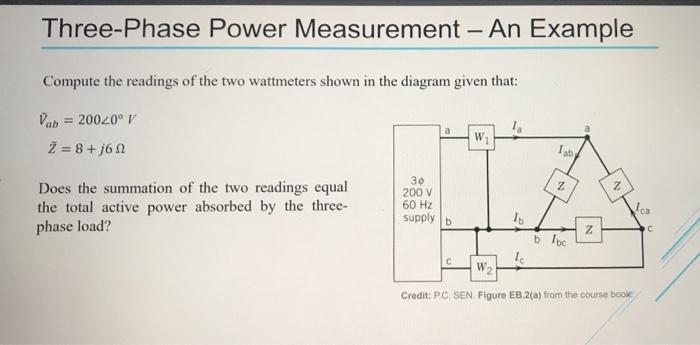 Solved Three-Phase Power Measurement - An Example Compute | Chegg.com