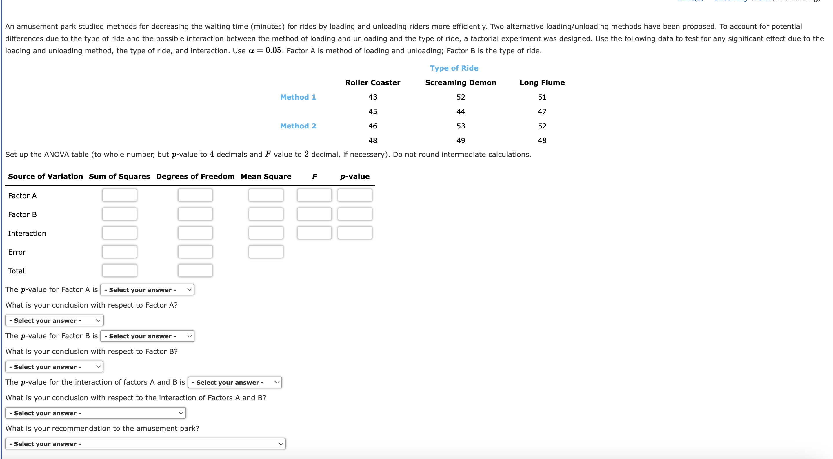 Solved loading and unloading method, the type of ride, and | Chegg.com