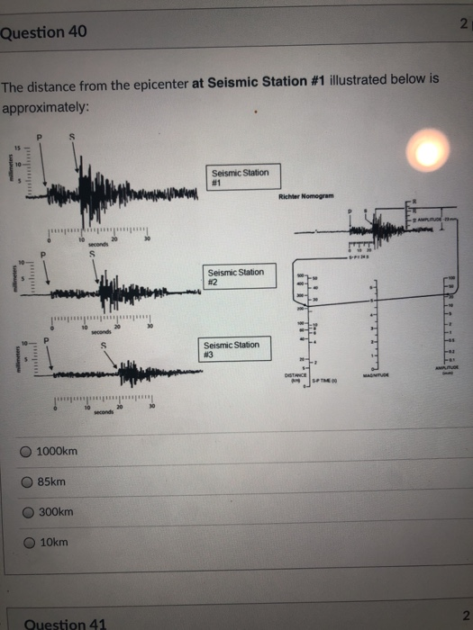 Solved 2 Question 40 The distance from the epicenter at | Chegg.com