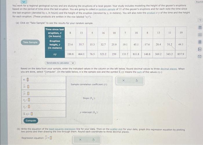 Solved You work for a regional geological survey and are | Chegg.com