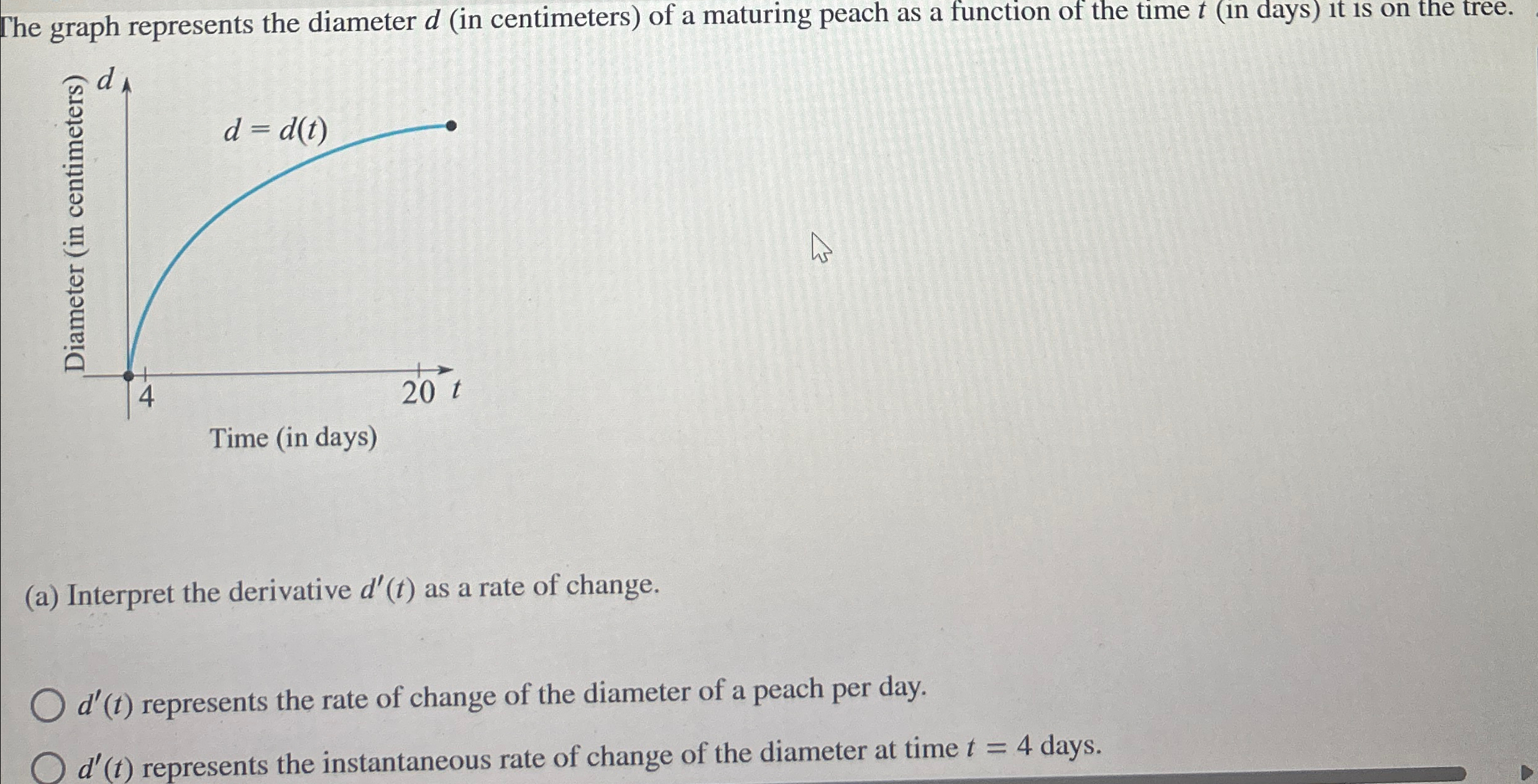 Solved The graph represents the diameter d (in centimeters) | Chegg.com