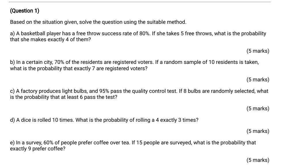 Solved (Question 1)Based on the situation given, solve the | Chegg.com