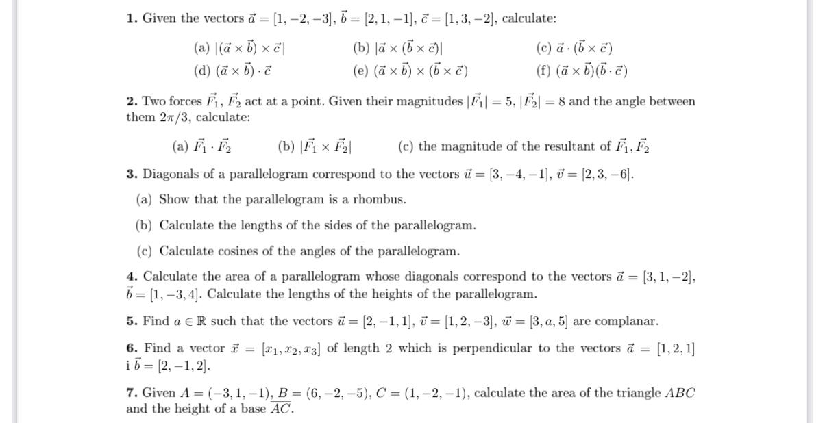 Solved Given the vectors | Chegg.com