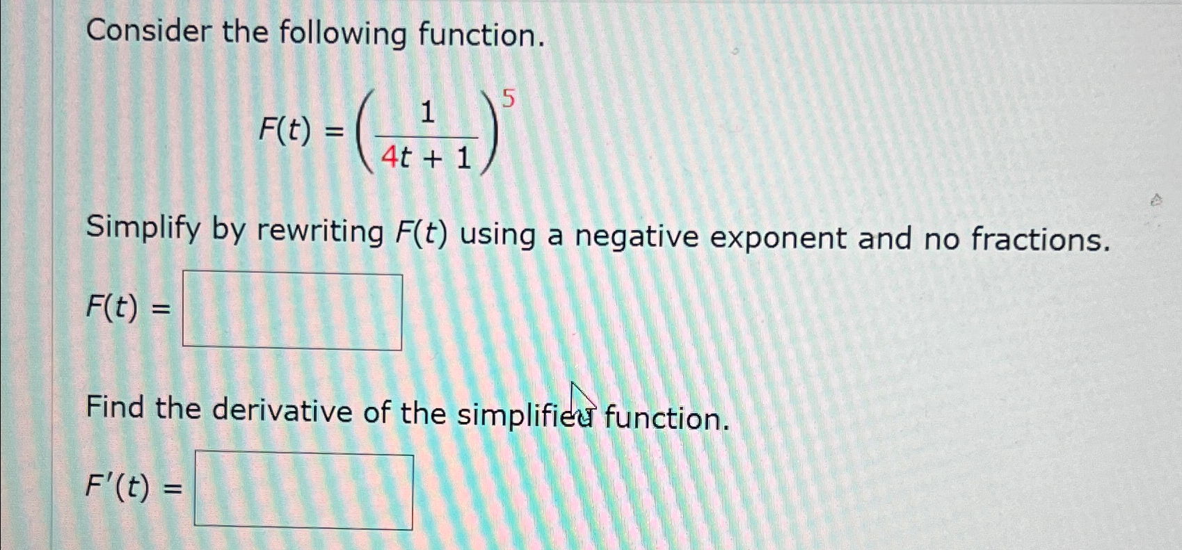 Solved Consider The Following Function F T 14t 1 5simplify