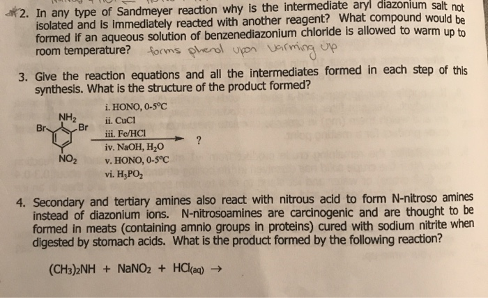 Solved OUT 2. In any type of Sandmeyer reaction why is the | Chegg.com