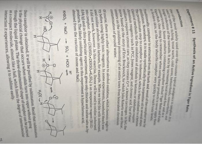 Solved pre-lab \#11: Synthesis of an Active Ingredient in | Chegg.com