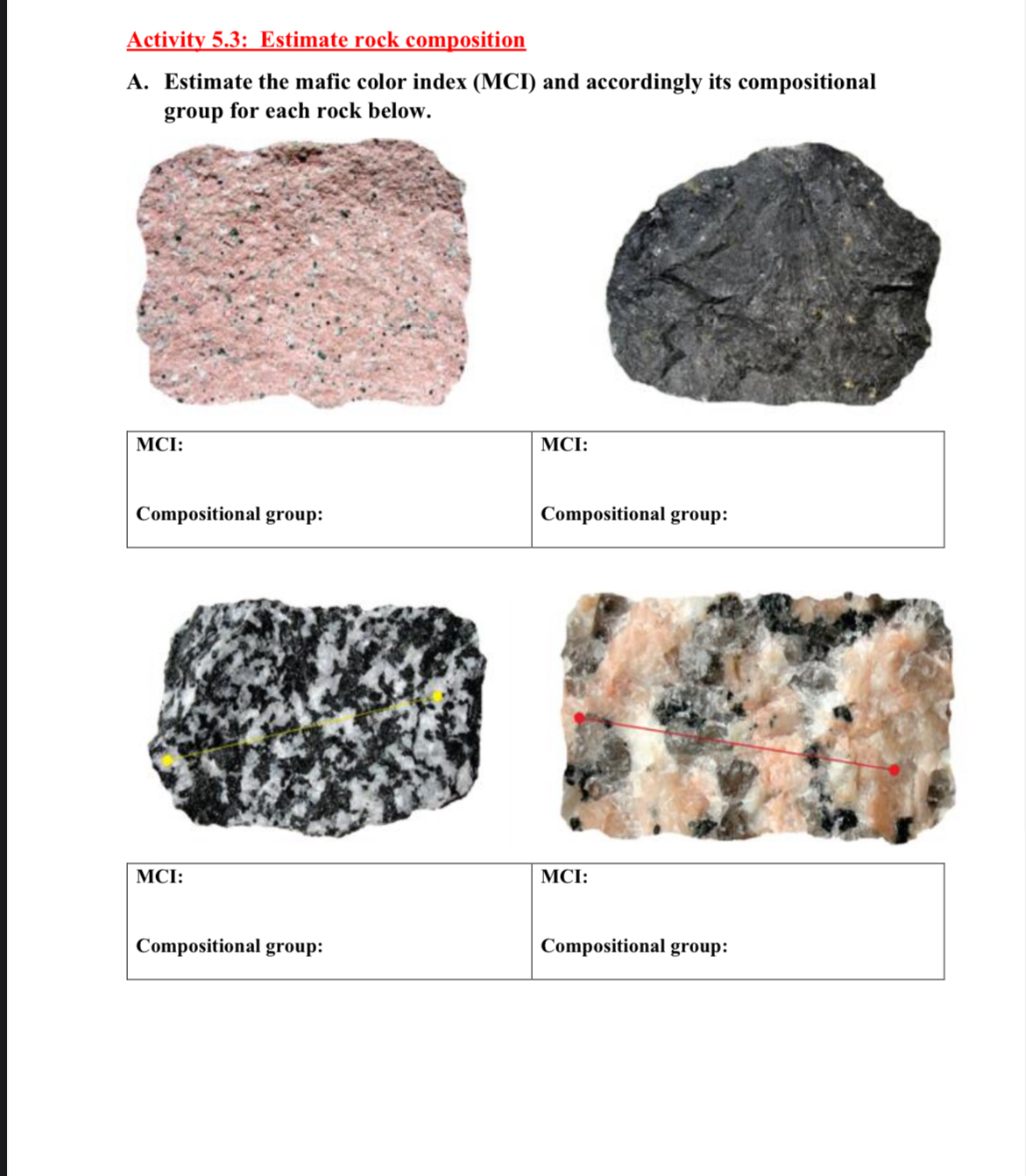 Solved Activity 5.3: Estimate rock compositionA. ﻿Estimate | Chegg.com